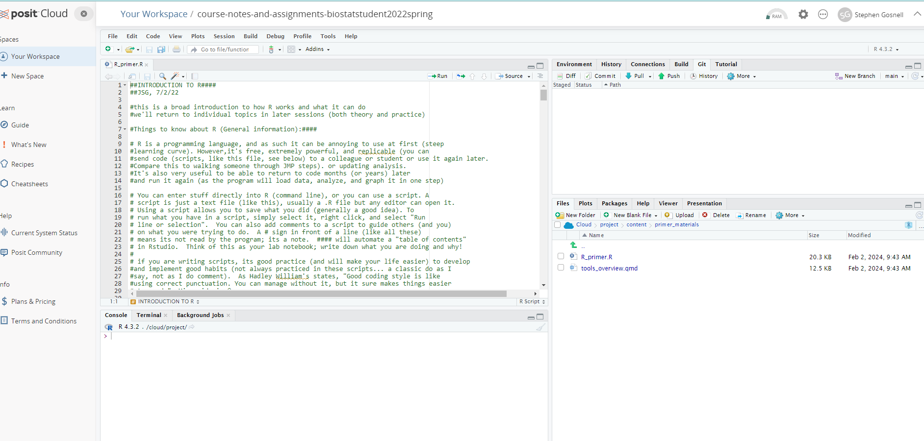 Biostatistics - Downloading tools and using github